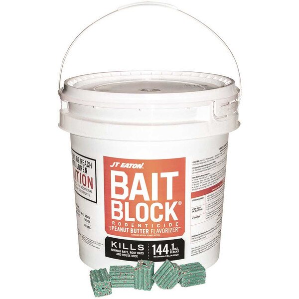 Bait Block Rodenticide for Mice and Rats, Peanut Butter Flavor, 144ct Pail