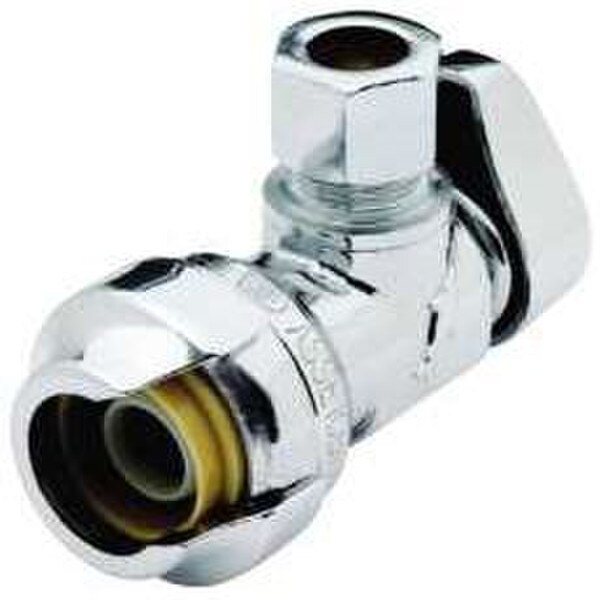SharkBite 1/2 in. Push X 3/8 in. Compression Chrome Plated Angle Stop Valve