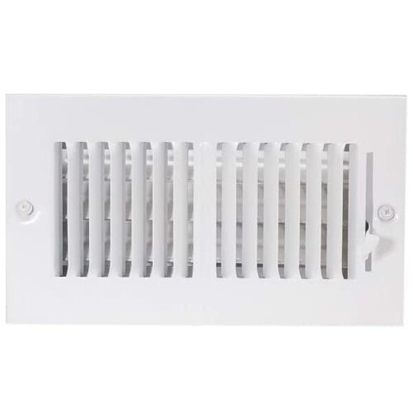 2-Way Wall/Ceiling Register, 8" x 4" White Steel