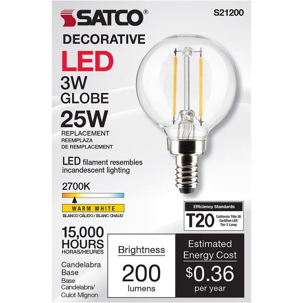 Bulb 25-Watt Equivalent G165 LED, Warm White 6/pk