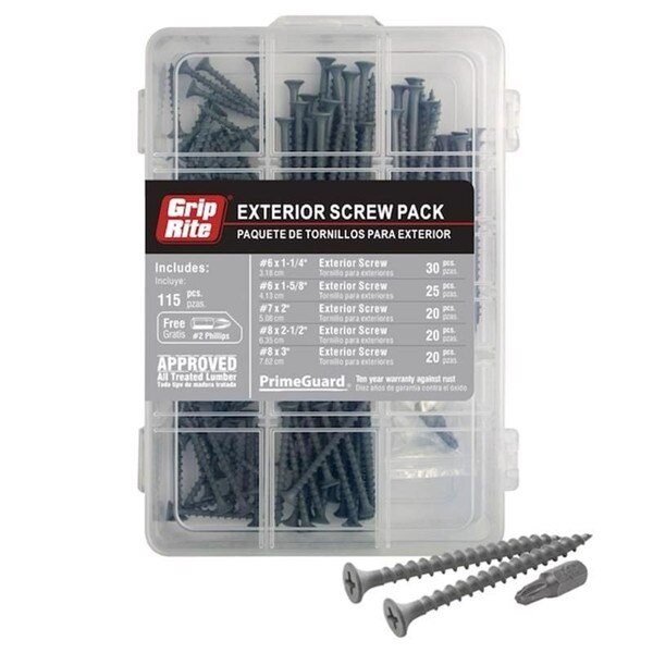 Grip-Rite Exterior Screw Kit:#8 x 3":Phillips Bugle Head:1lb