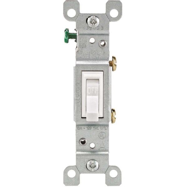 Leviton Toggle AC Quiet Light Switch, White 15 Amp Single Pole, 1451-2W