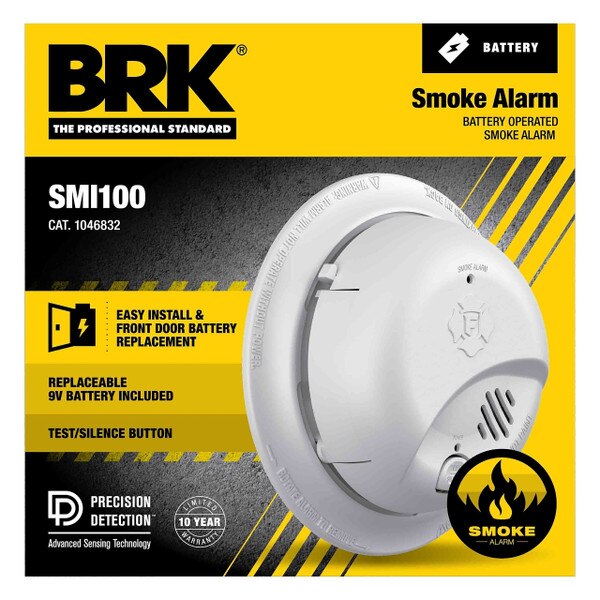 BRK SMI100, 9V Battery-Operated Smoke Alarm
