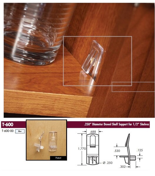 Shelf Support Clip for Kitchen Cabinets, Clear Plastic